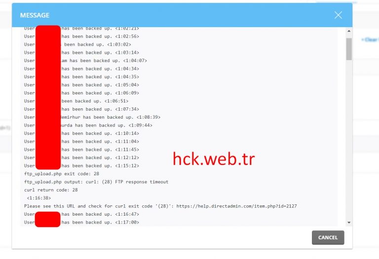 Ftp upload php Output Curl 28 FTP Response Timeout z m HcK H c K